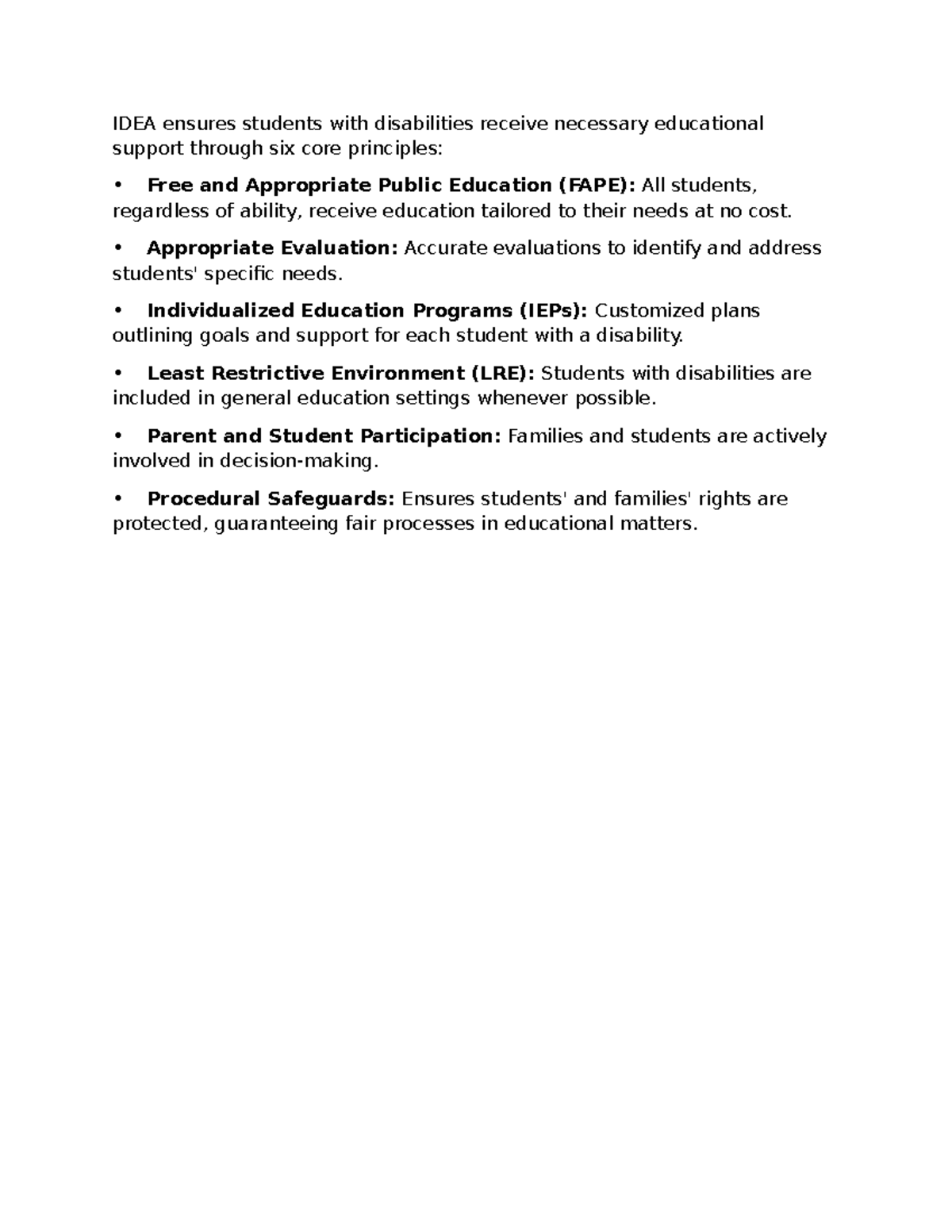IDEA six core principles - IDEA ensures students with disabilities ...