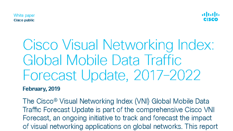 Cisco VNI Mobile Data Traffic Forecast Update 2019 - Studocu