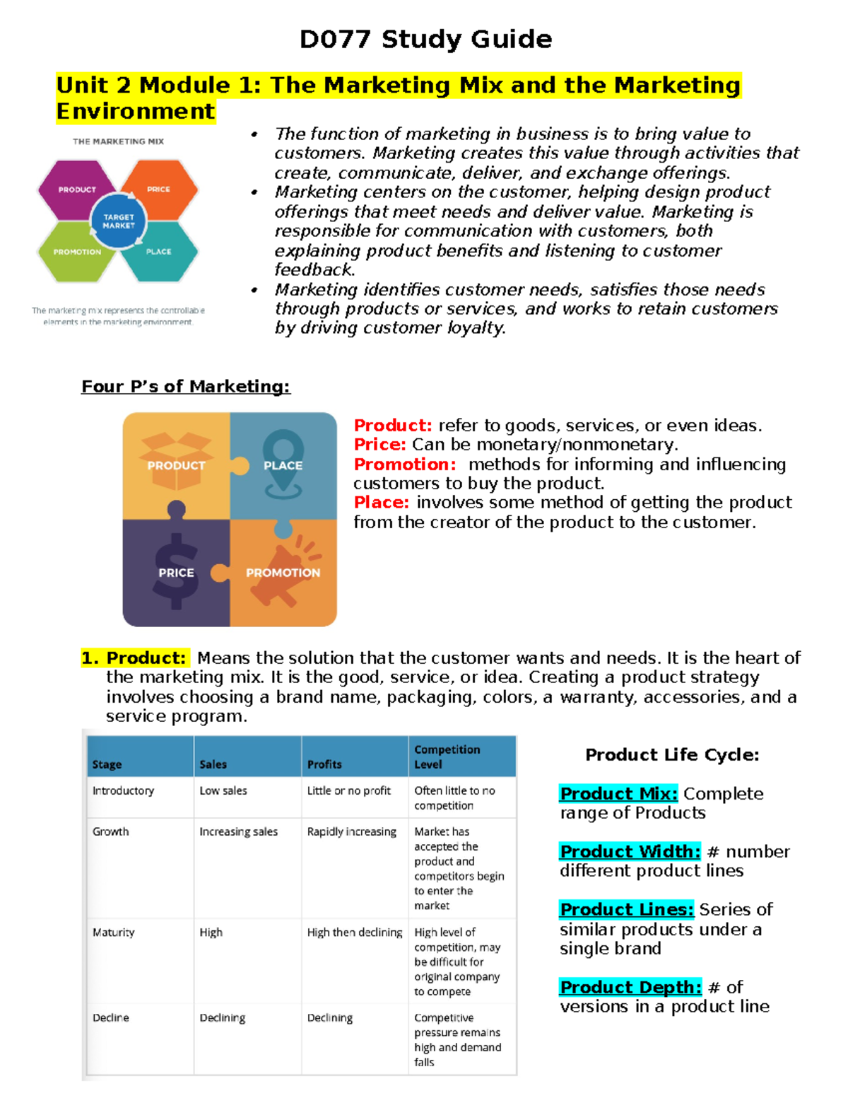 D077 Personal Study Guide - D077 Study Guide Unit 2 Module 1: The ...