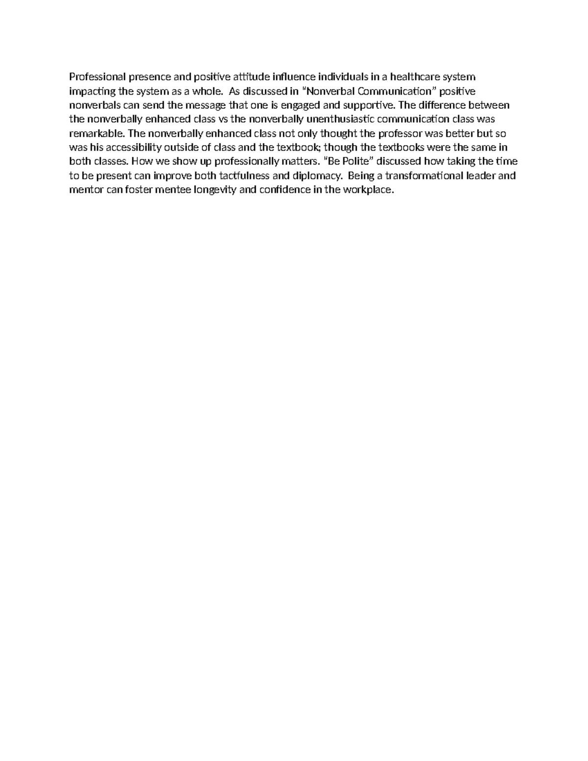 Professional Presence & Positive Attitude in Healthcare Systems - Studocu