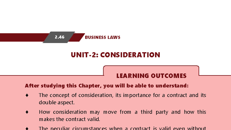 BUSINESS LAWS 2.46: Understanding Consideration in Contracts - Studocu