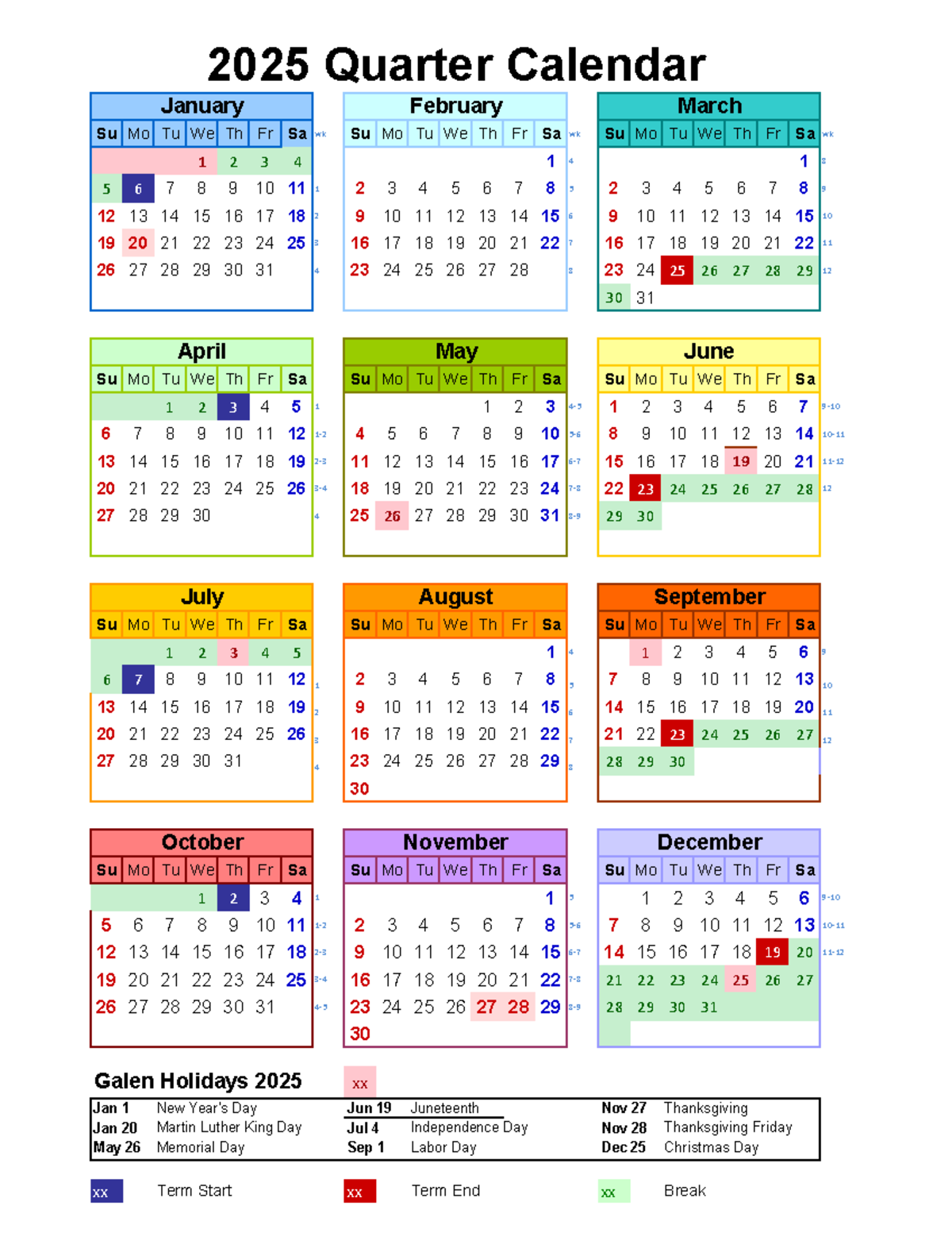 2025 Academic Quarter Calendar: Important Dates & Holidays - Studocu