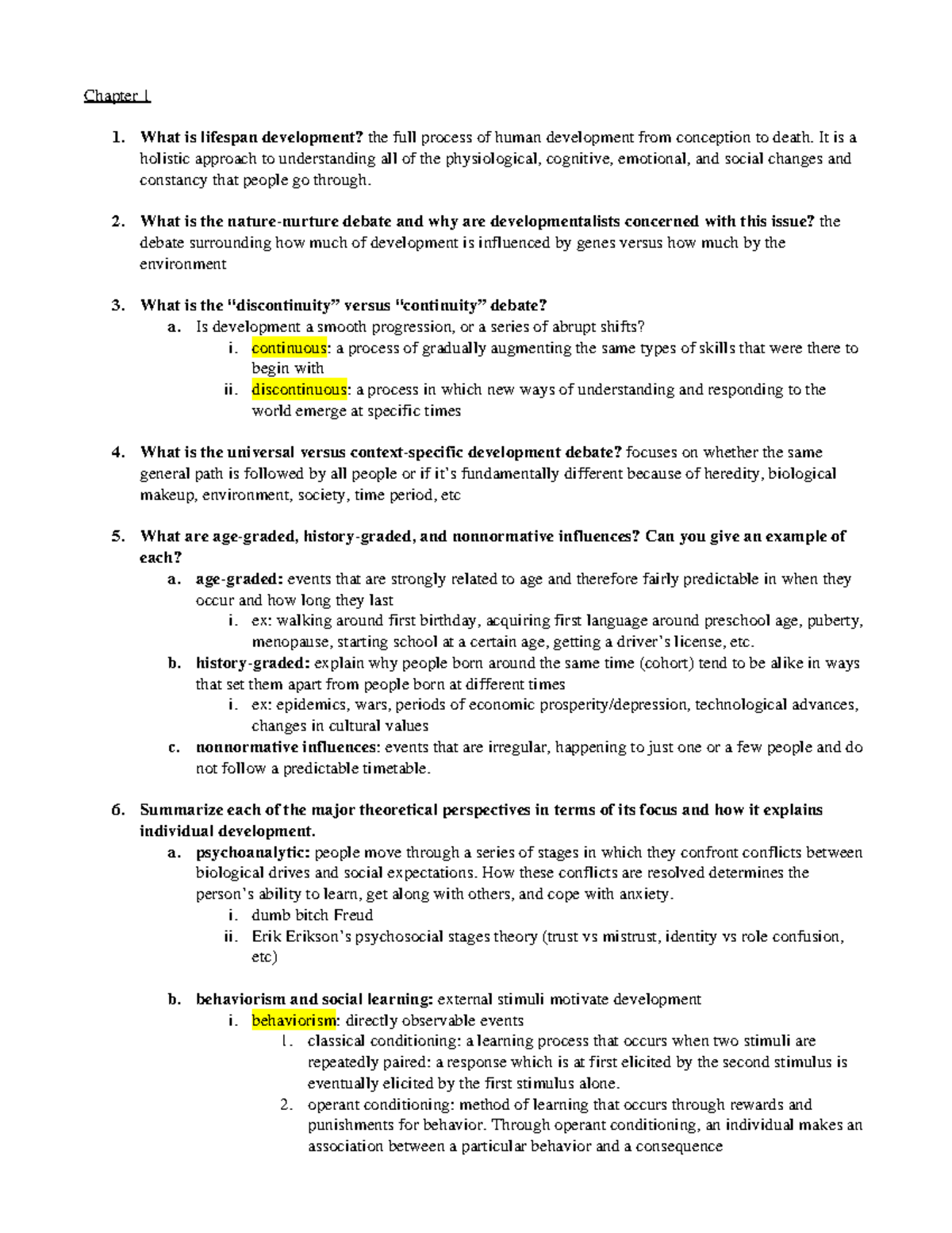 Developmental Psychology Study Guide - Test 1 (Schutte) - Studocu