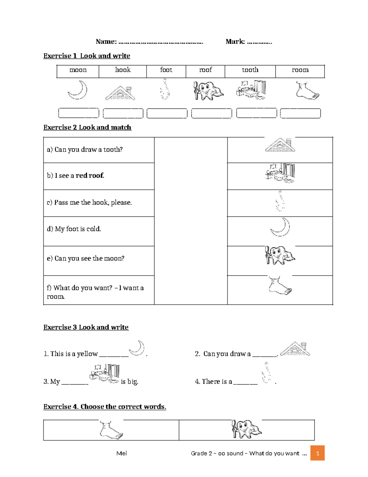 Unit 16 - Grade 2 - OO Sound Exercises and Activities - Studocu
