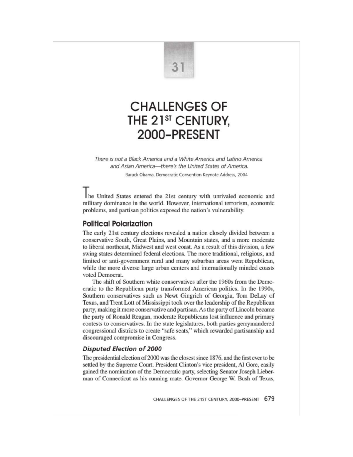 Amsco AP U.S. History Chapter 31 Guided Reading: Challenges of the 21st ...