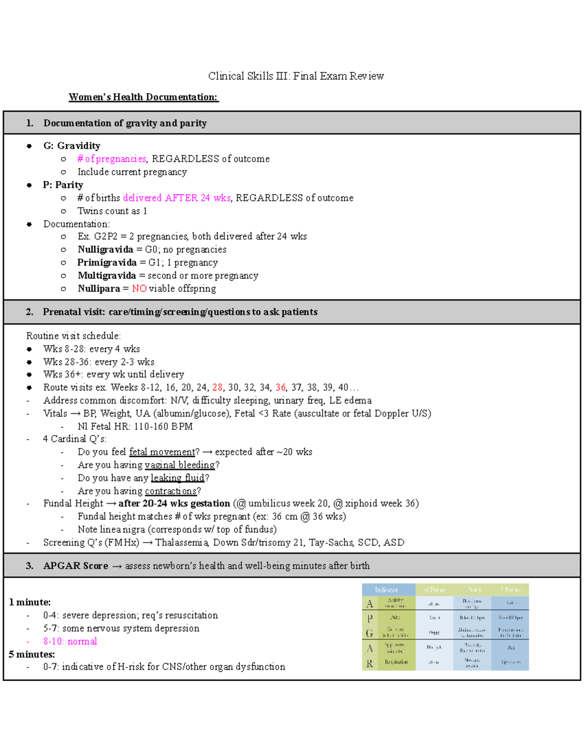 Clin Skills 3 Final Study Guide - Clinical Skills III: Final Exam ...