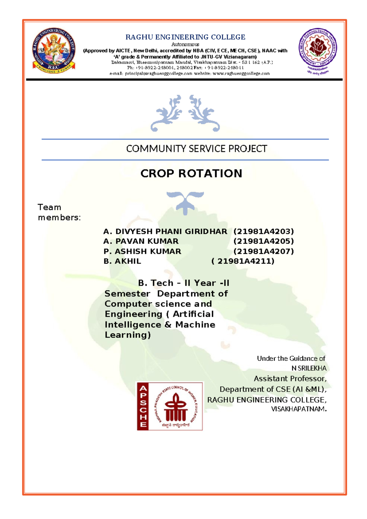 CSE (AI & ML) Community Service Project: Crop Rotation Overview - Studocu
