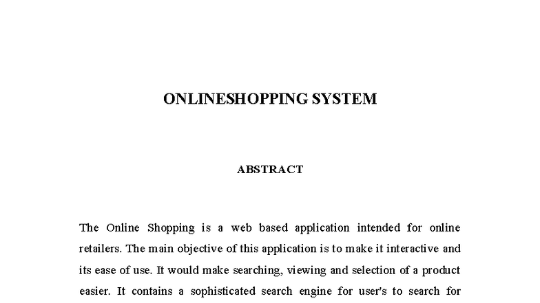Online Shopping System Mini Project Overview - Studocu