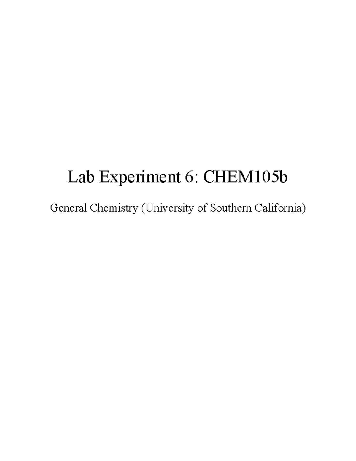 Post Lab 6: CHEM105b General Chemistry Titration Analysis - Studocu