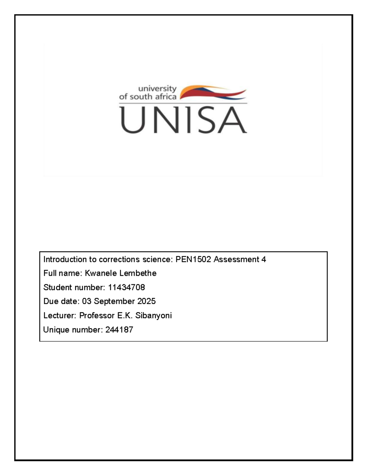 PEN1502 Assessment 4: Sentencing and Rehabilitation Strategies - Studocu