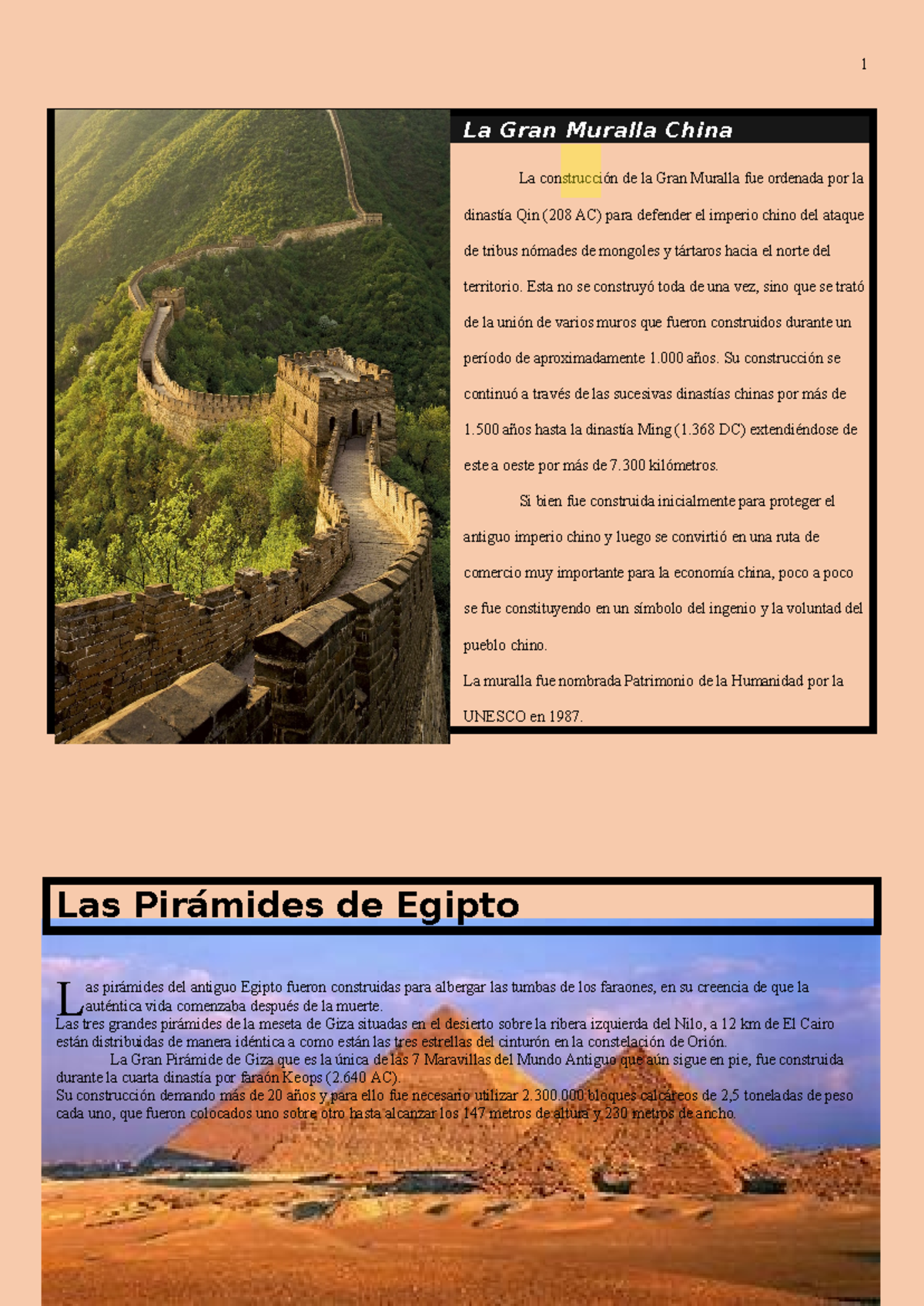 Anexo 2: La Gran Muralla y las Pirámides de Egipto - Studocu