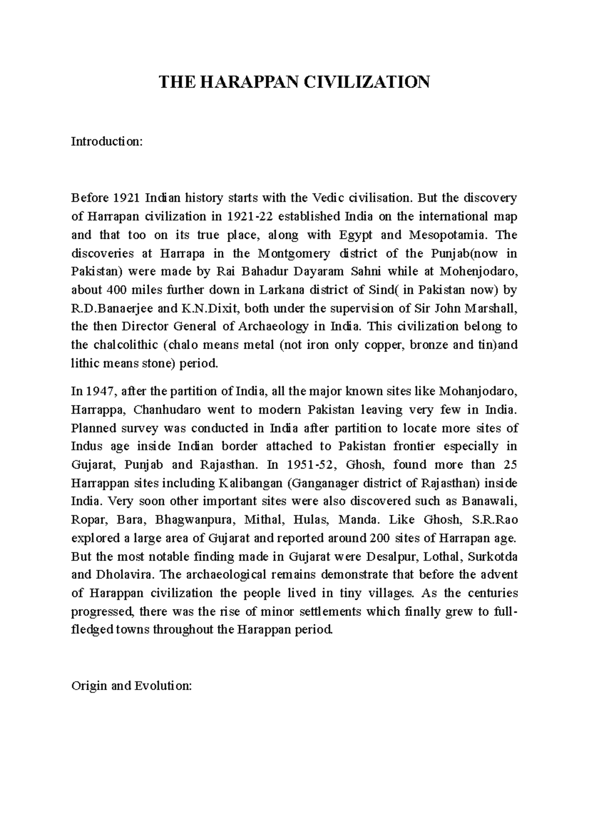 THE Harappan Civilization - THE HARAPPAN CIVILIZATION Introduction ...