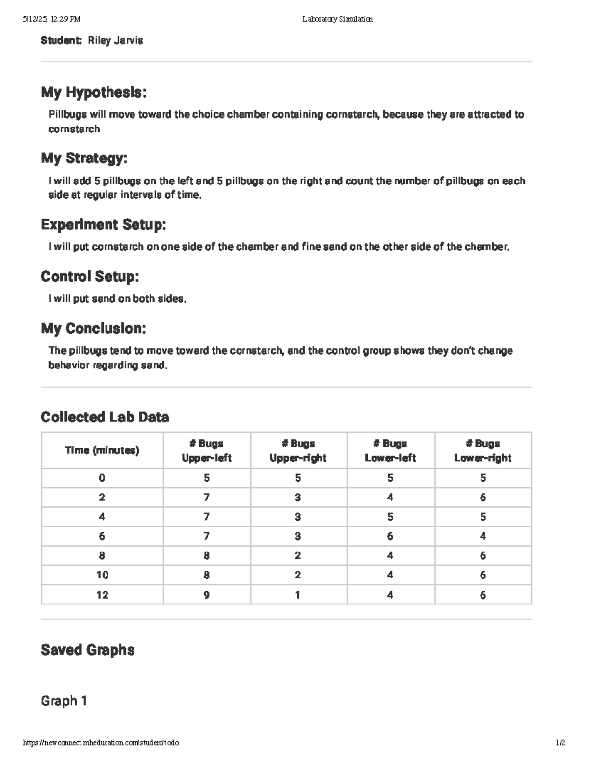 12:29 PM Lab Simulation: Pillbug Behavior Study (1st Week Pre-Lab ...