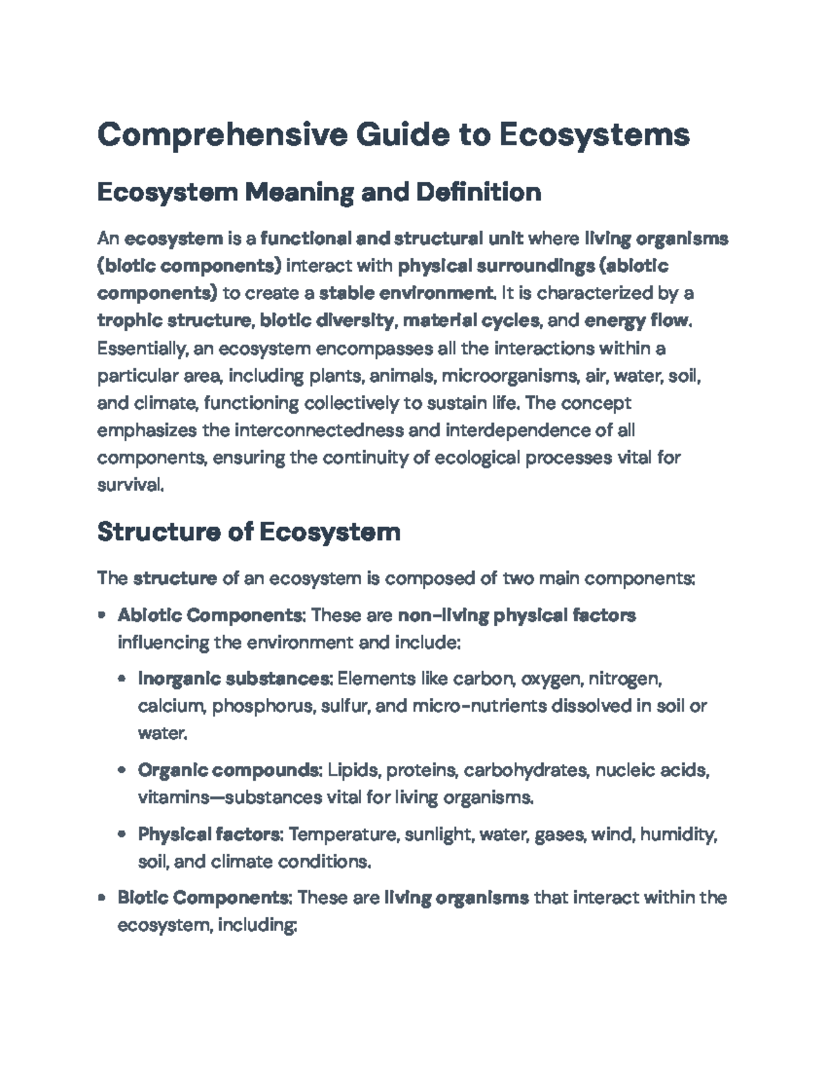 Comprehensive Guide to Ecosystems: Structure, Functions, and ...