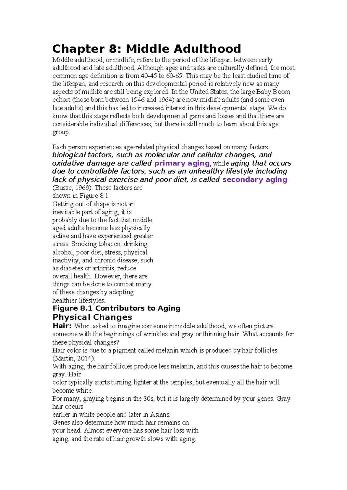 Chapter 8: Middle Adulthood - Developmental Changes and Health Issues ...