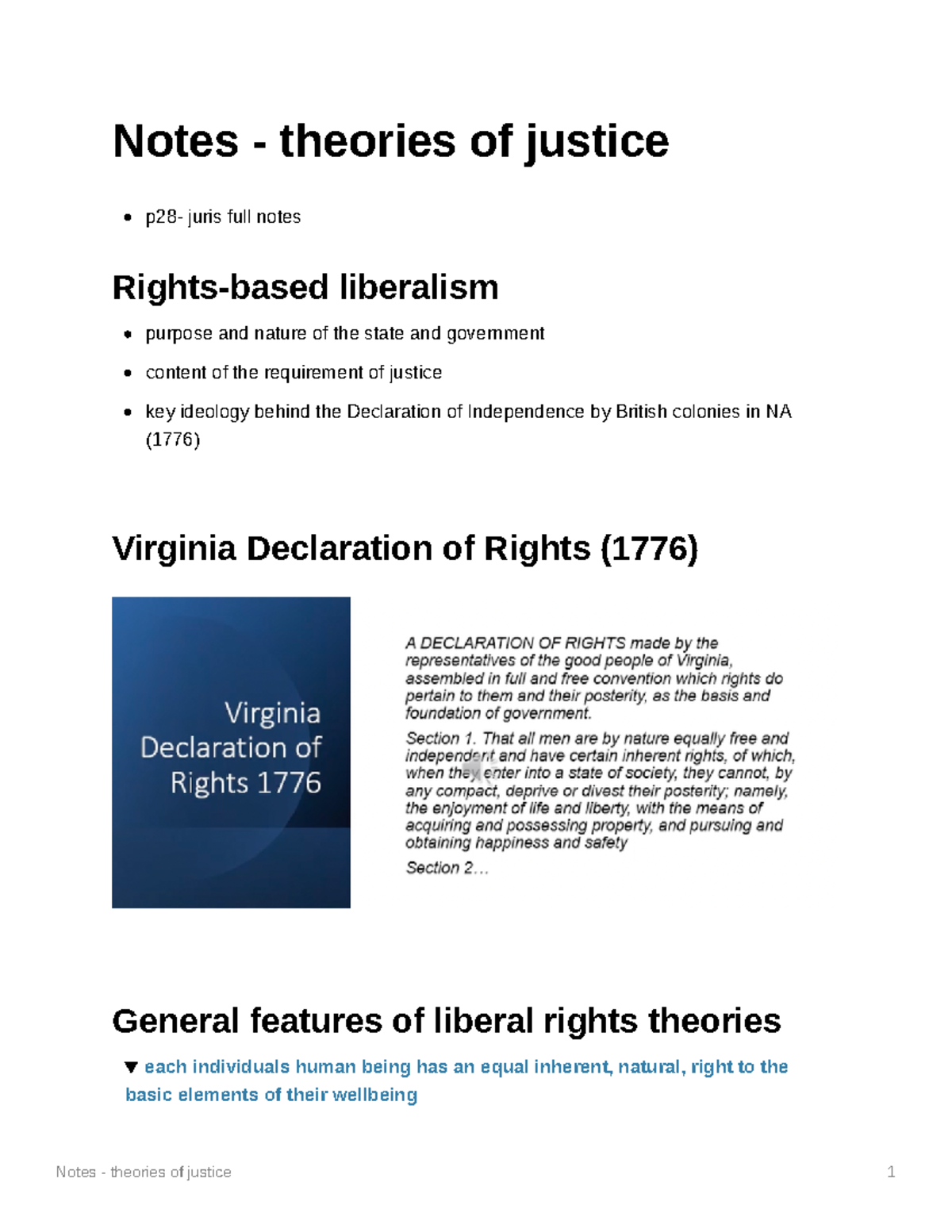 Theories of justice - Notes - theories of justice p28- juris full notes ...