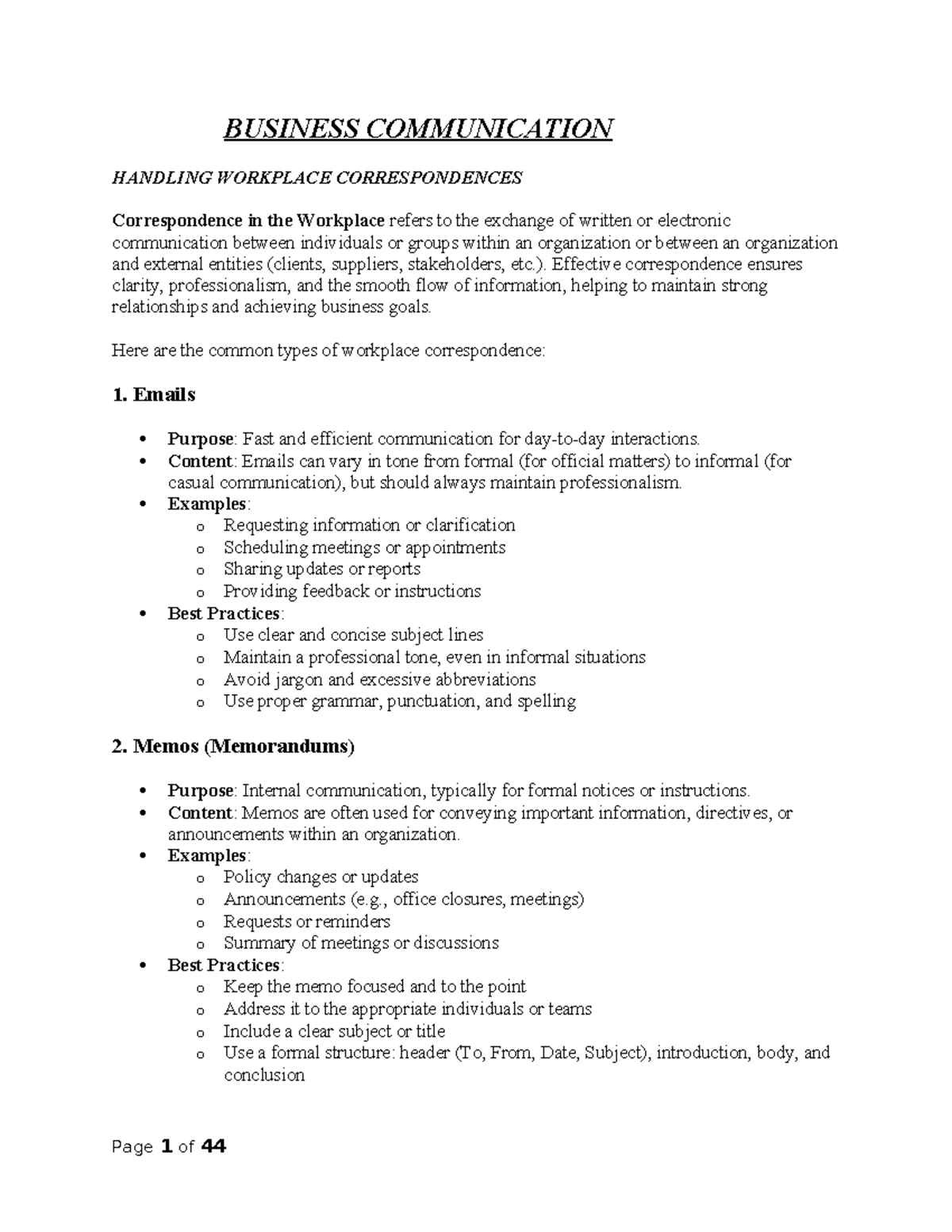 Business Communication: Best Practices for Workplace Correspondence ...