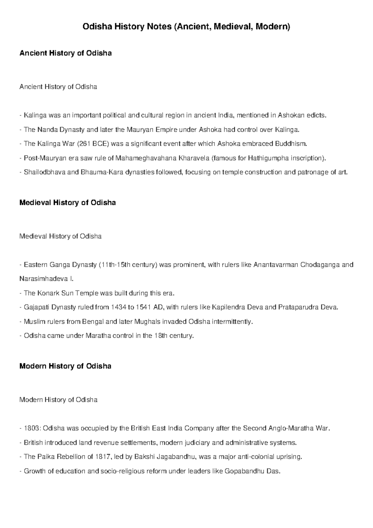Odisha History Notes (Ancient, Medieval, Modern) - Comprehensive ...