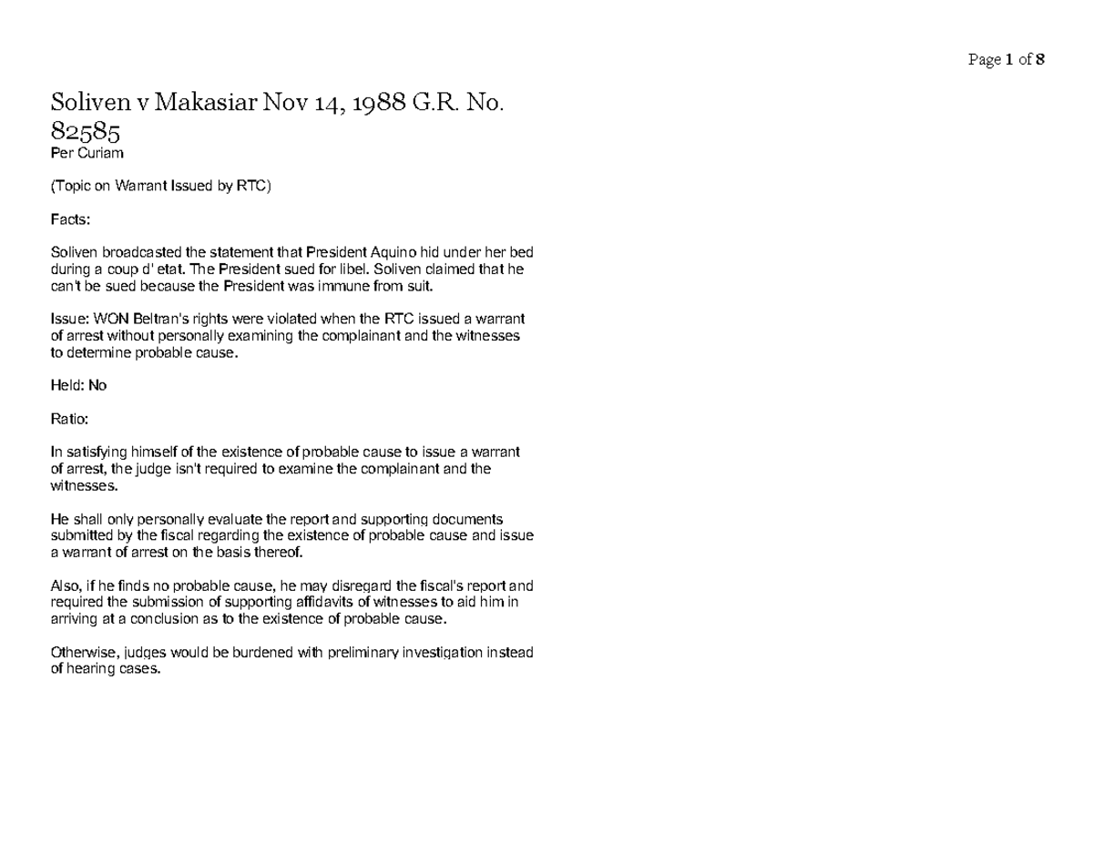 059 Soliven vs Makasiar, GR No. 82585, November, 14, 1988 - Soliven v ...