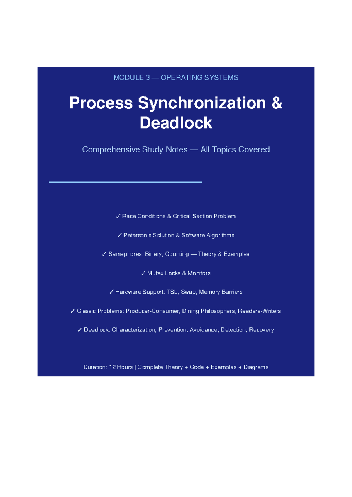 MODULE 3: OS Process Synchronization & Deadlock Study Notes - Studocu