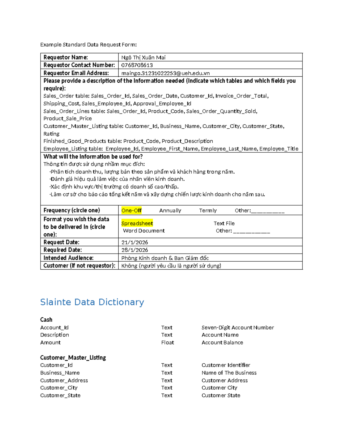Lab 2-1 Data Request Form & Data Dictionaries Overview - Studocu