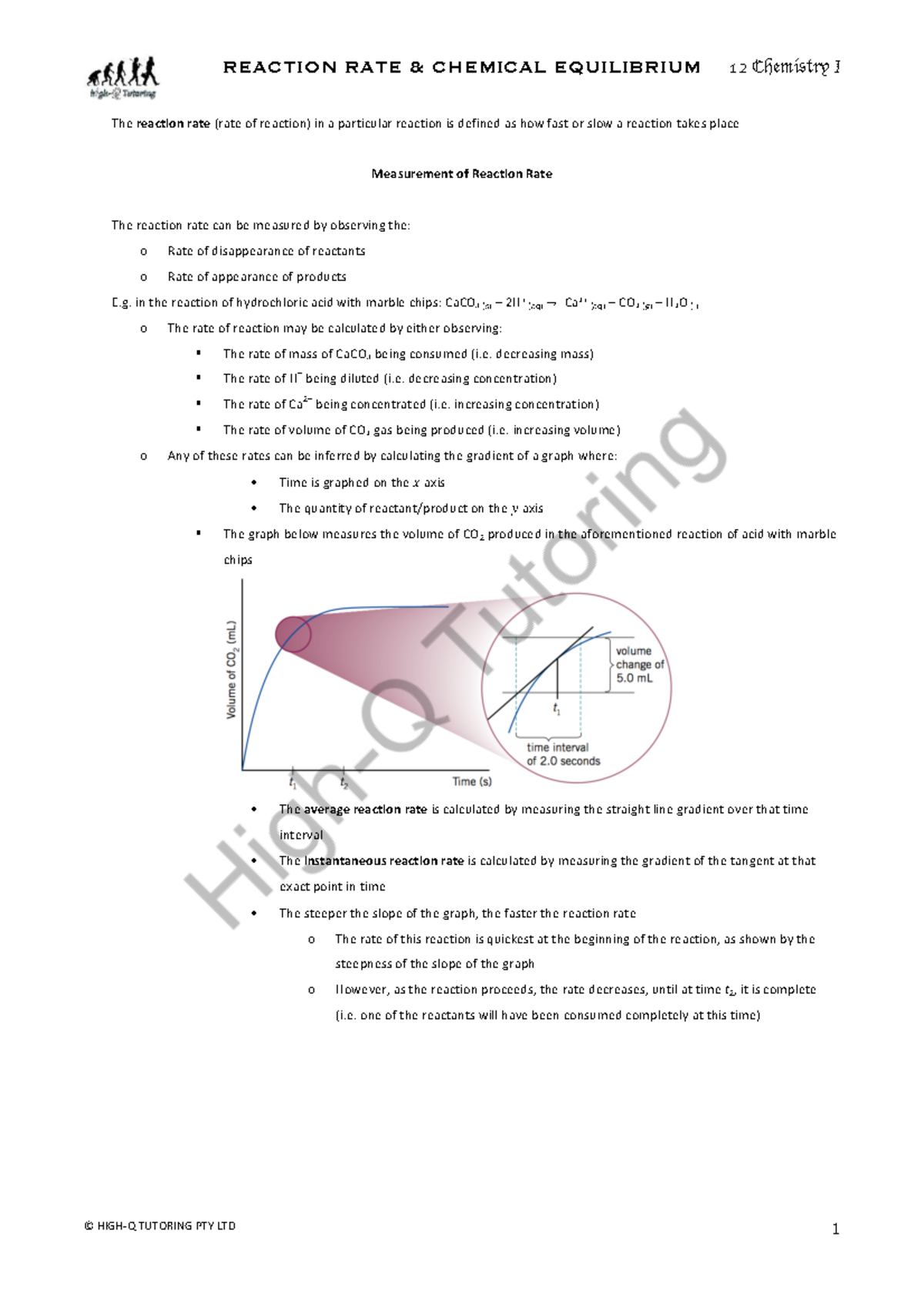 Reaction Rates & Chemical Equilibrium 12 Chemistry I Notes - Studocu