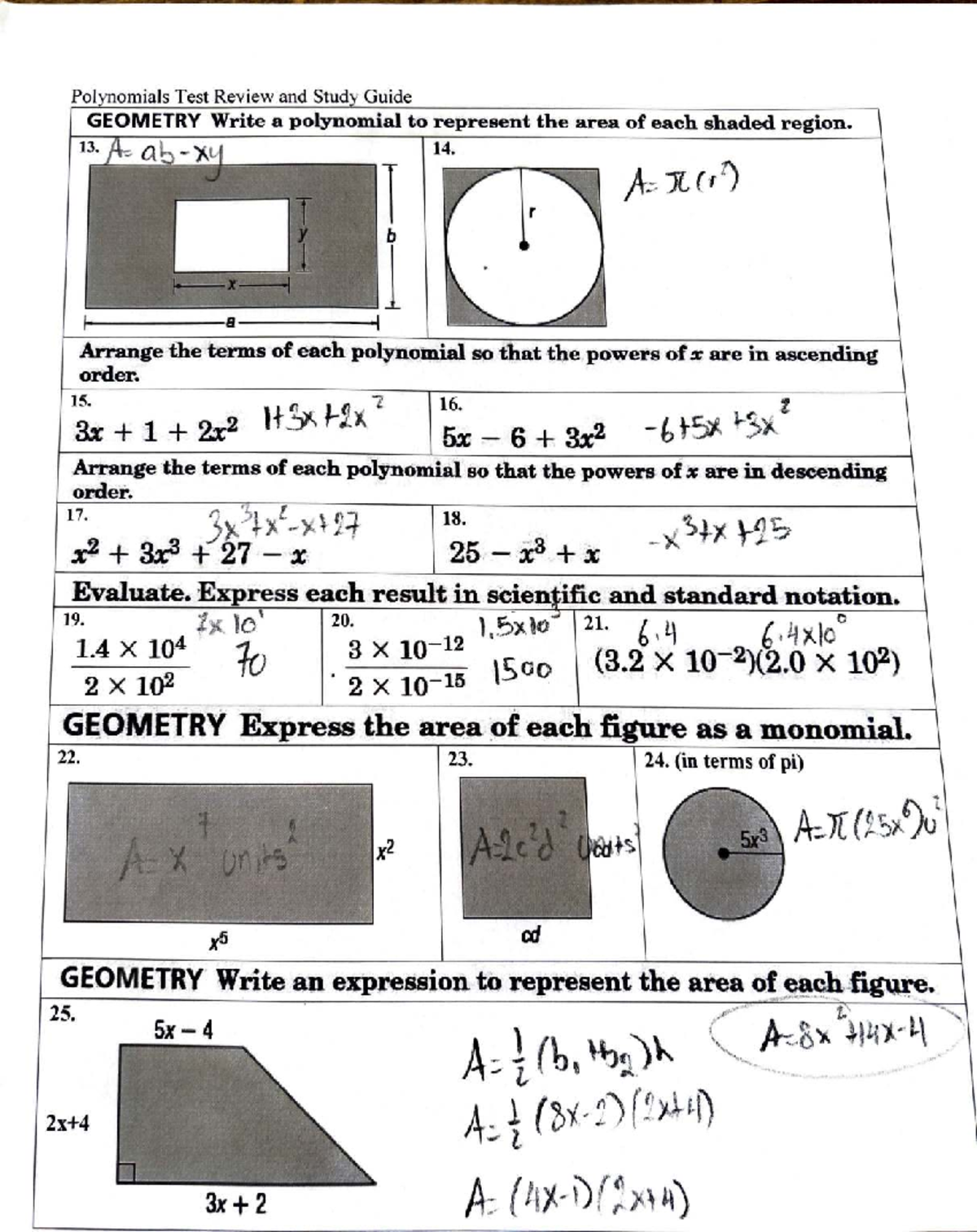 Polynomial Test Review and Study Guide - GEOMETRY - Studocu