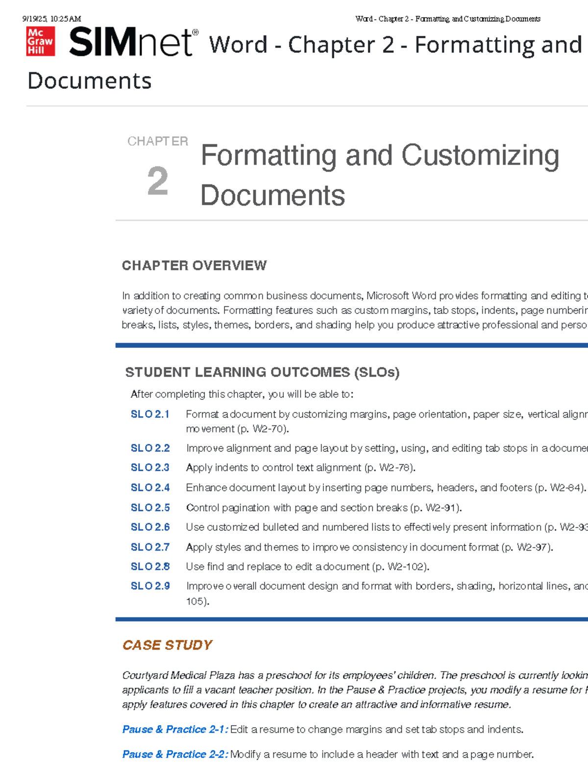 Word 10:25 AM - Chapter 2: Formatting & Customizing Docs - Studocu