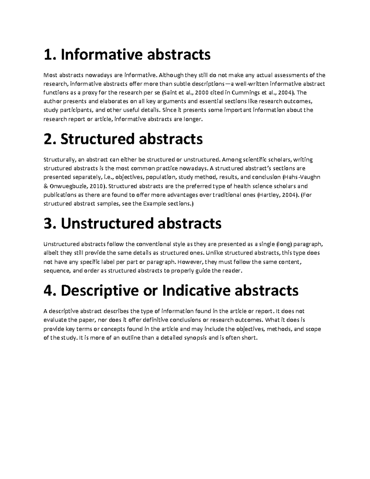 Types of Abstracts: Informative, Structured, Unstructured & Descriptive ...