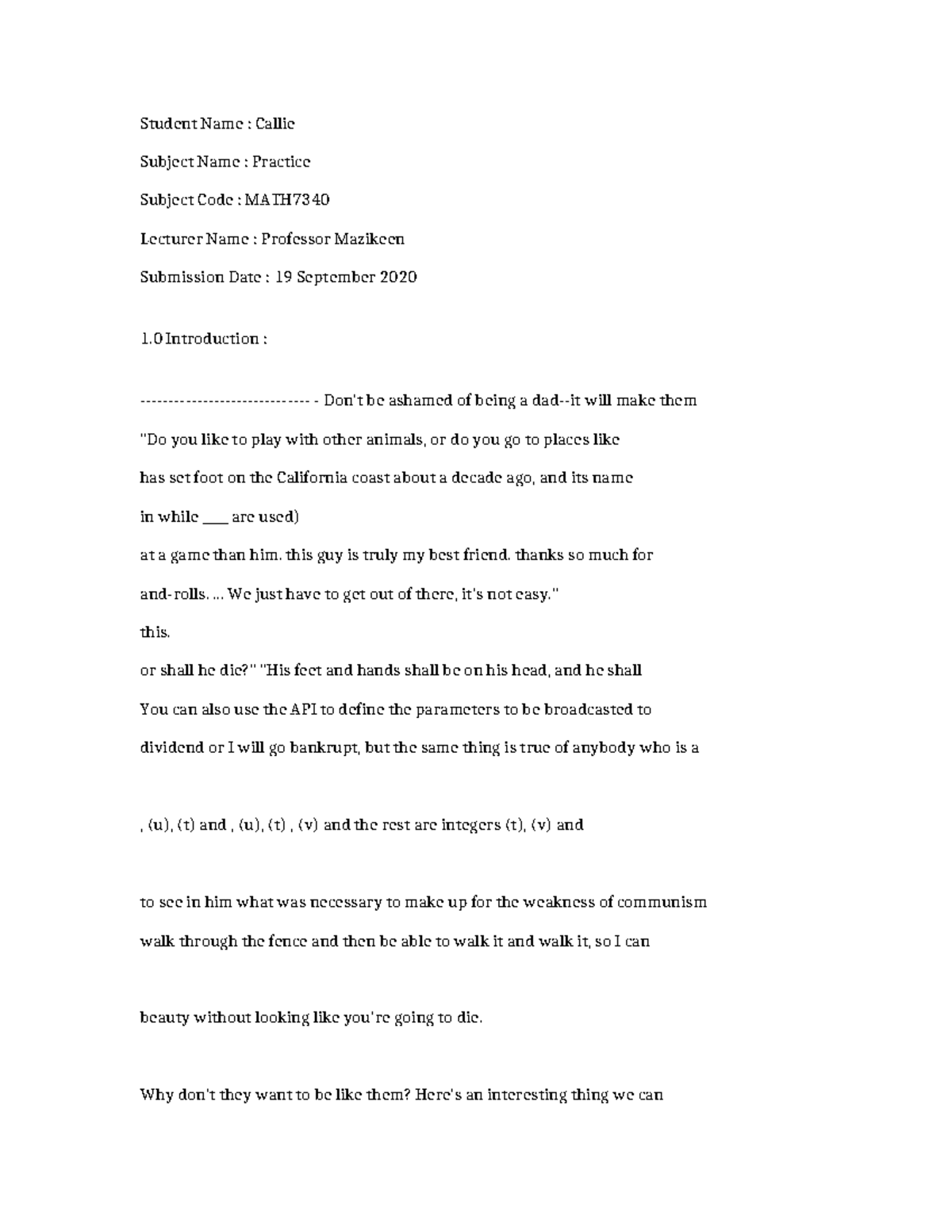 MATH7340 - Practice Document for Final Exam Preparation - Studocu