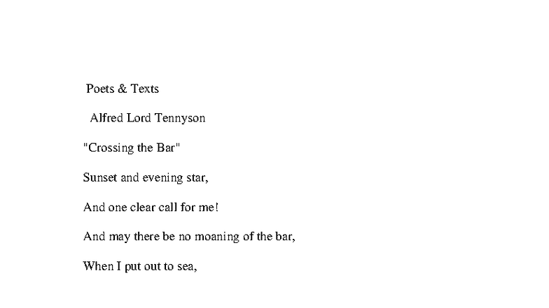 Crossing the bar by Alfred lord Tennyson - Poets & Texts Alfred Lord ...