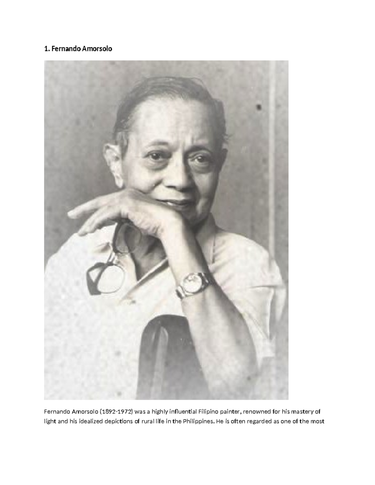 List of Notable Gamaba Artists in Philippine Art History - Studocu