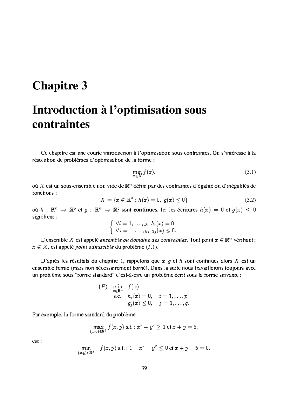 Optimisation sous contraintes : Chapitre 3, Cours 6 - Studocu