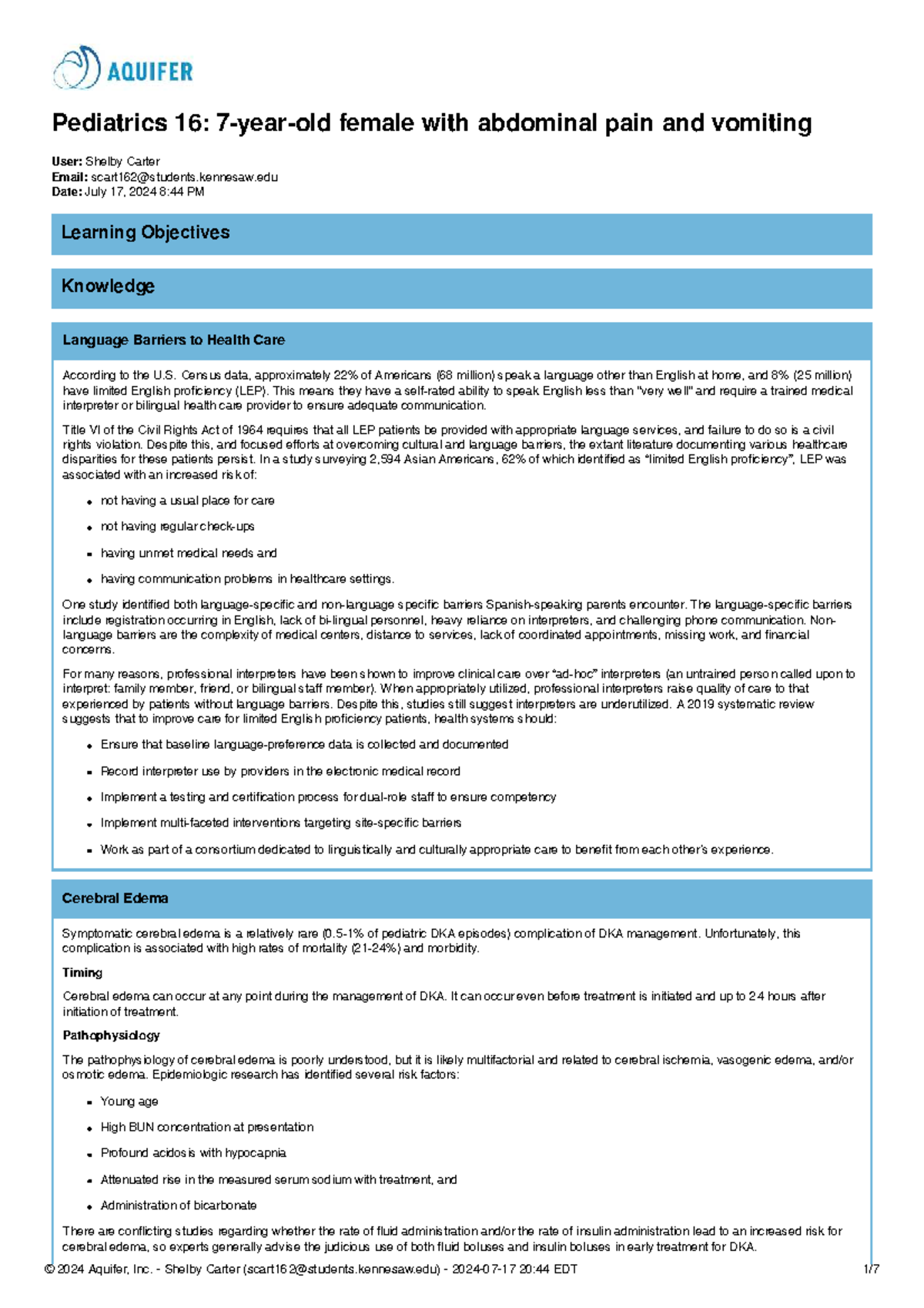 Pediatrics 16: Case Study on DKA Management and Language Barriers - Studocu