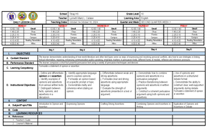 DEMO- DLP- Moralist Approach - MELC: Compose a literary selection based ...