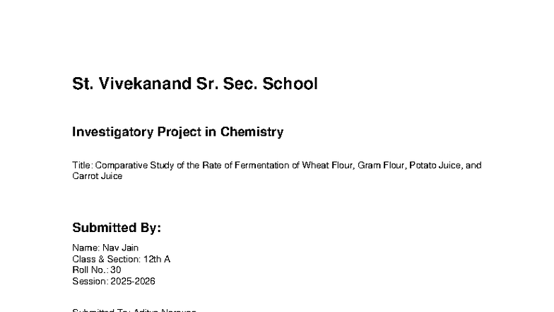 Comparative Study of Fermentation Rates in Class 12 Chemistry Project ...