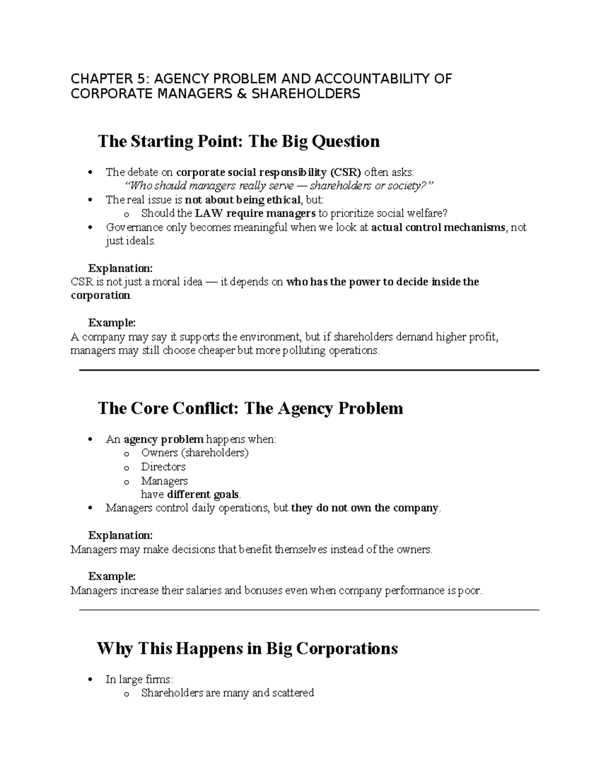 Ch5: Agency Problem & Accountability of Corporate Managers ...
