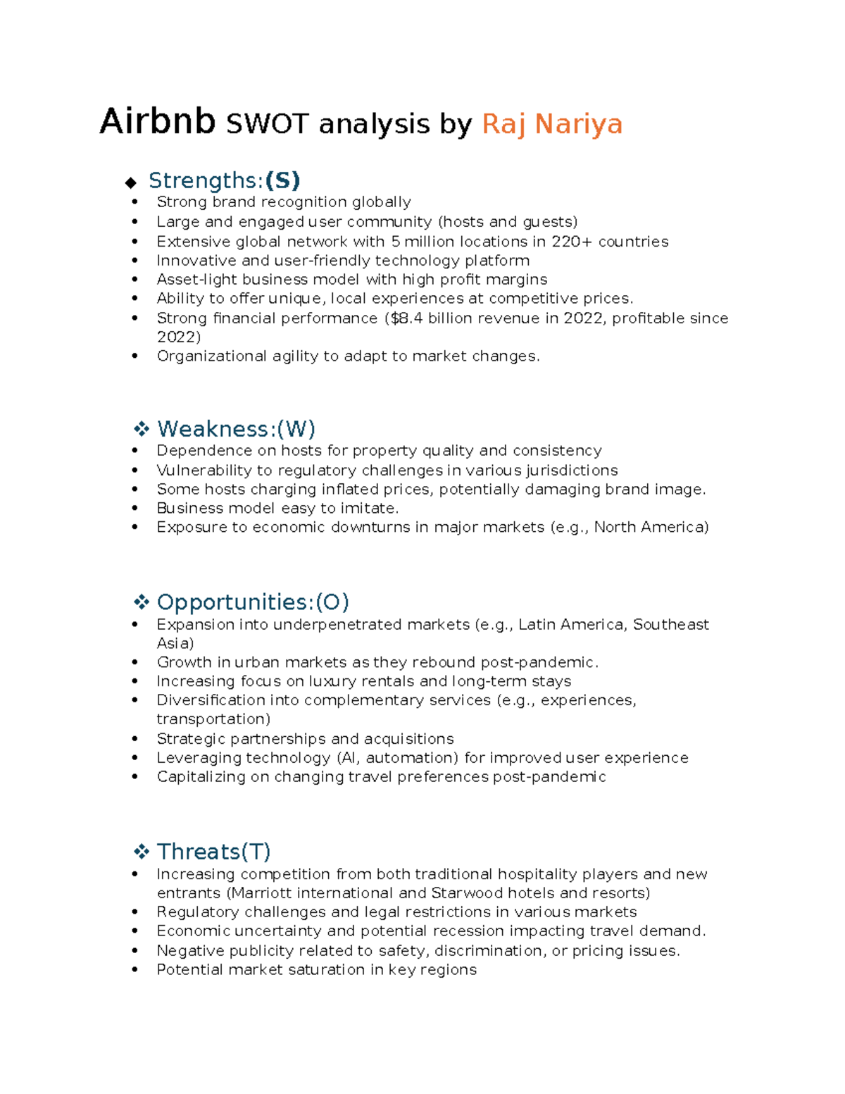 Airbnb SWOT Analysis - Insights on Strengths, Weaknesses, Opportunities ...