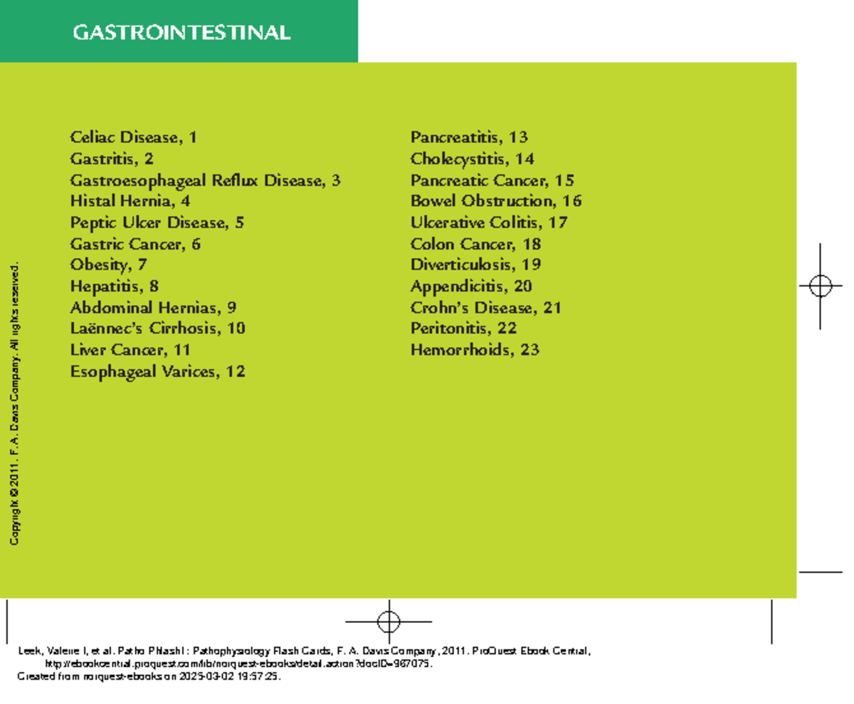 Patho Phlash%21 Pathophysiology Flash Cards - (Gastrointestinal ...