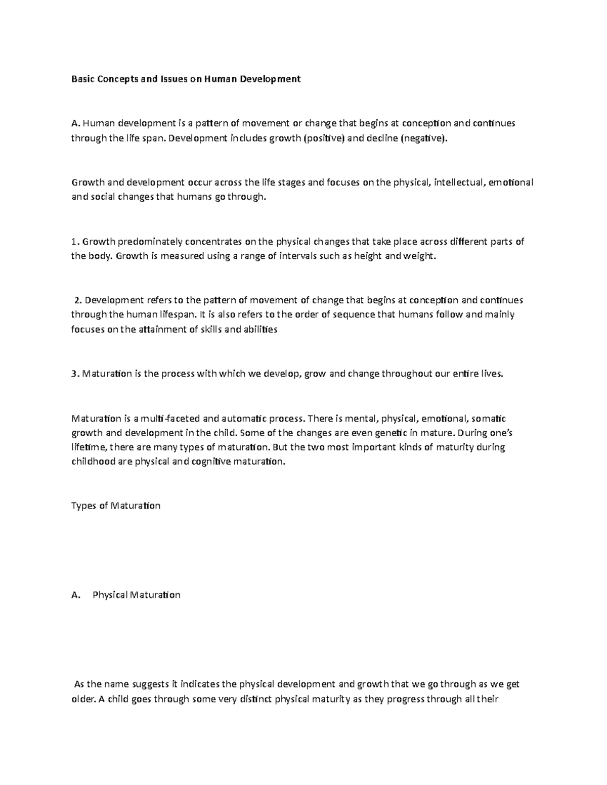 Basic Concept and Issue of Human Development - Human development is a ...