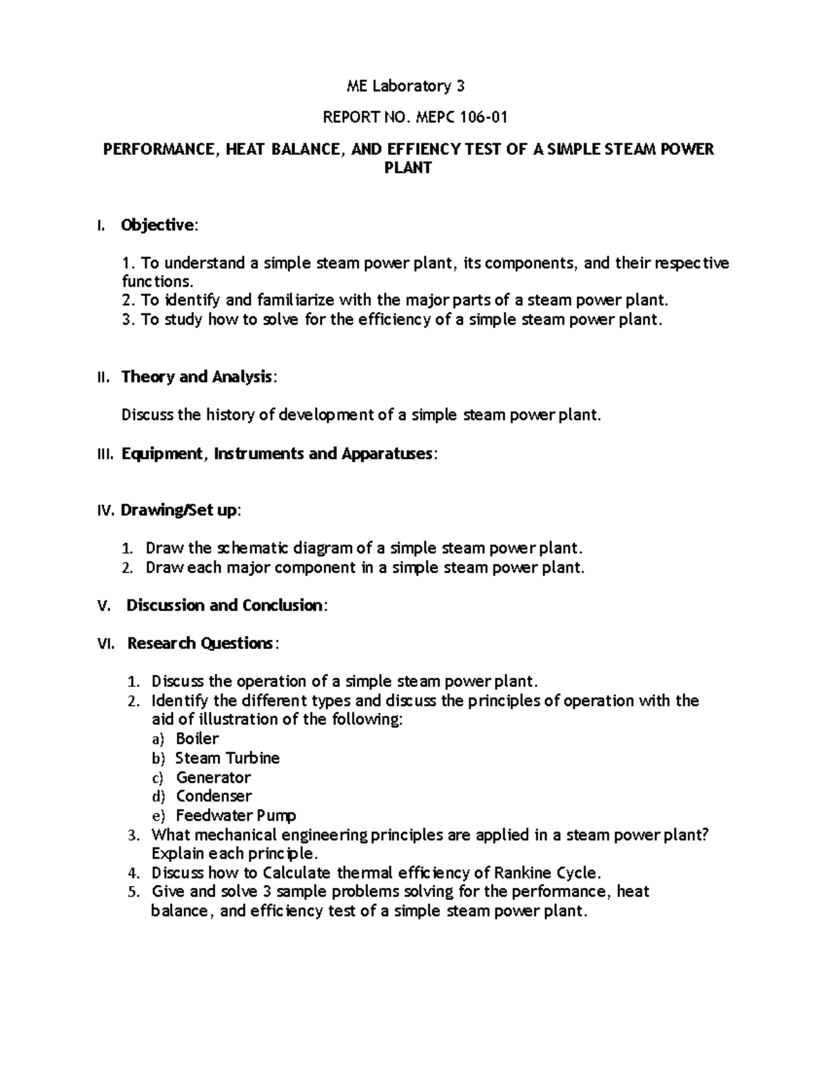 MEPC 106 - 01 Simple Steam Power Plant Performance Report and Analysis ...