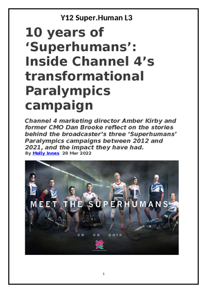 Super human tokyo 2020 paralympics fact sheet - Super. Human. Tokyo ...