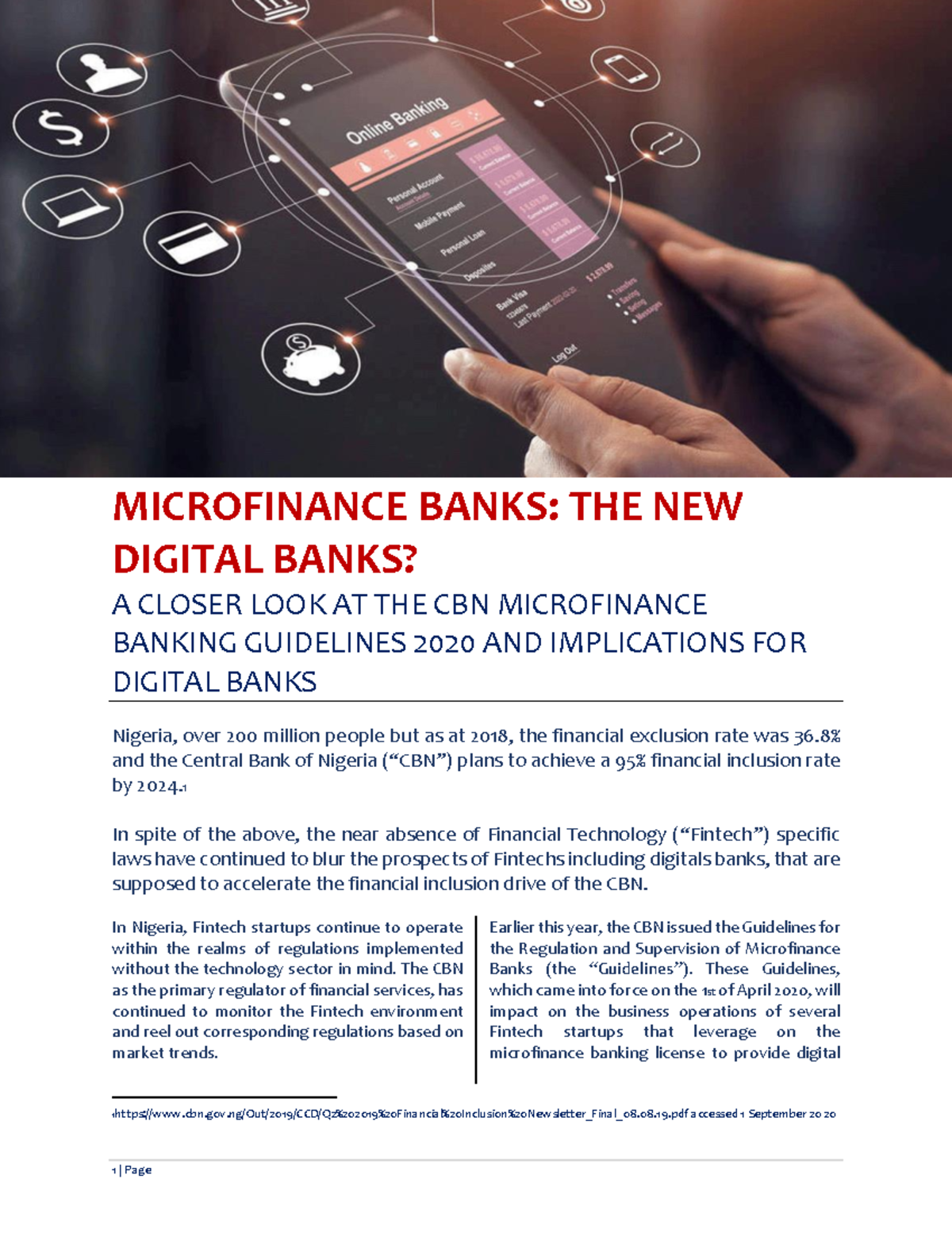 CBN Microfinance Bank Guidelines 2020: Impact on Digital Banking - Studocu