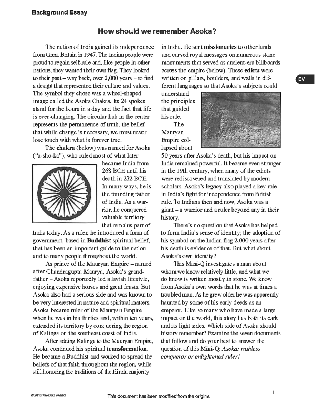 Asoka DBQ - Mini-Q Analysis and Insights - Studocu