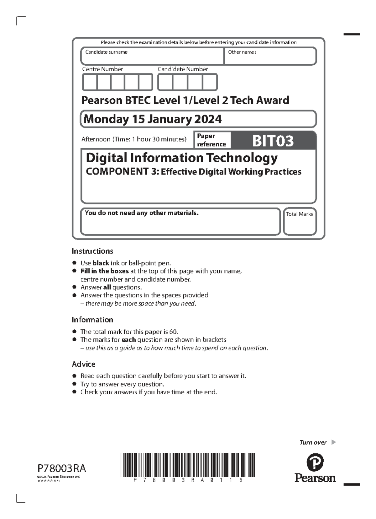 QP-Feb 24 - Pearson BTEC Level 2 Tech Award Exam Details - Studocu