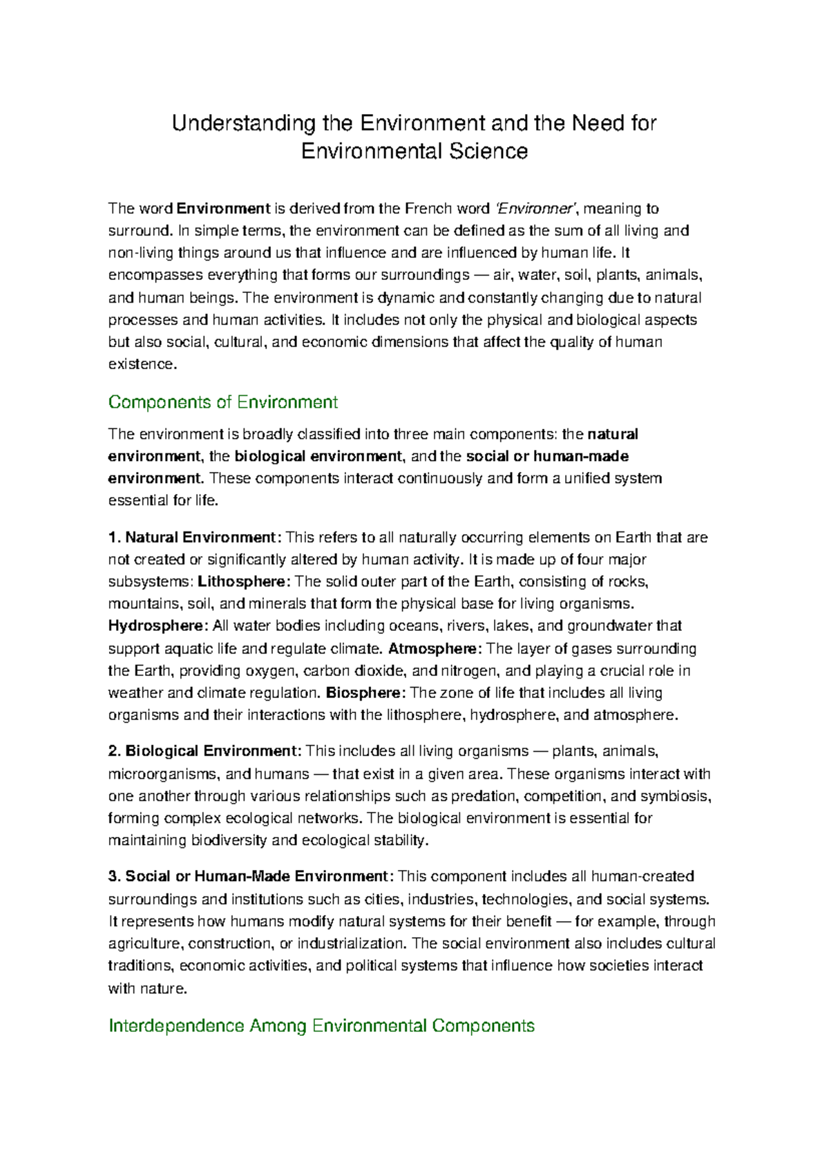 Understanding Environment & Environmental Science BSc: Key Concepts ...