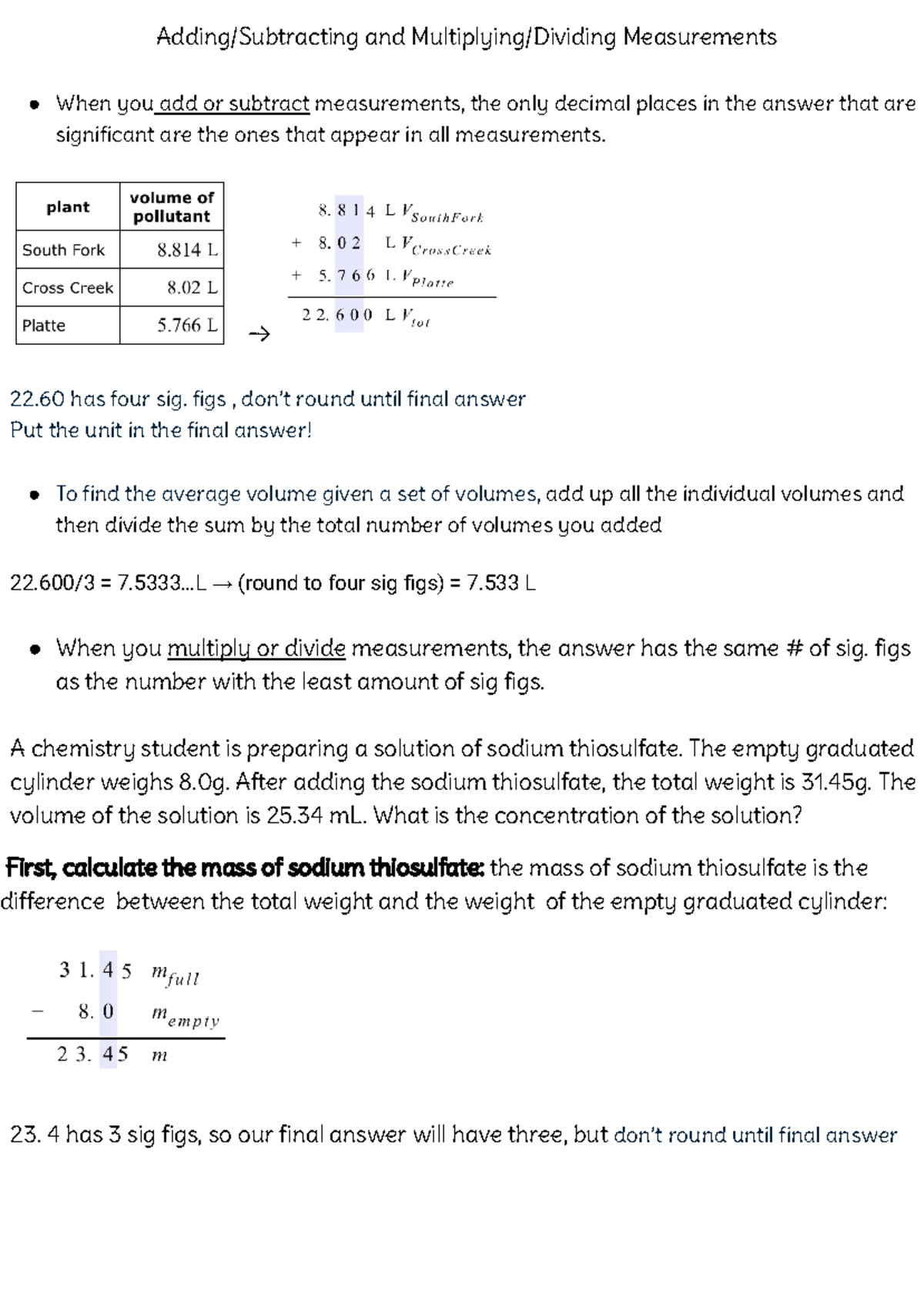 Chemistry 101: Significant Figures & Measurement Rules Notes - Studocu