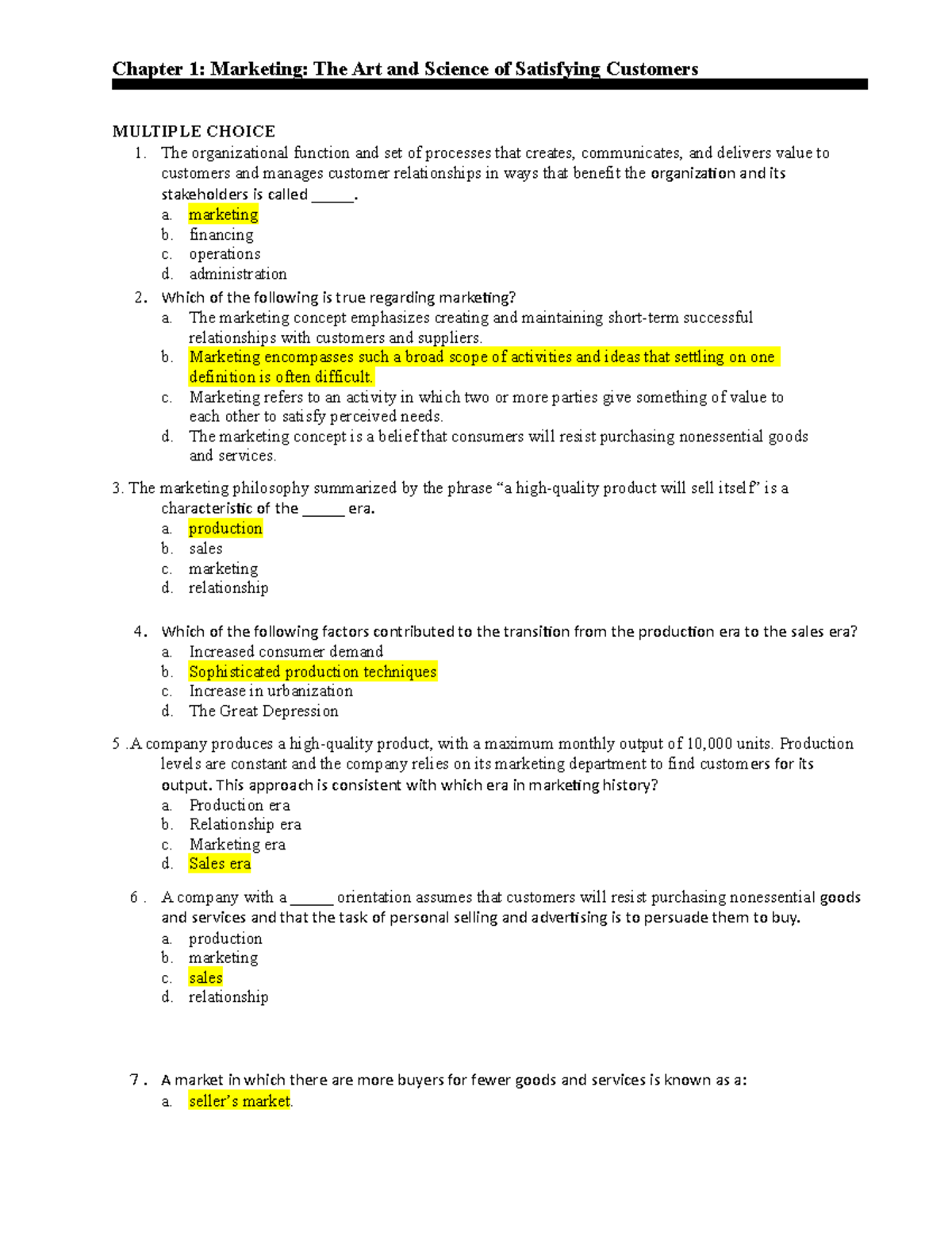 Chapter 1 Marketing The Art And Science Of Satisfying Customers