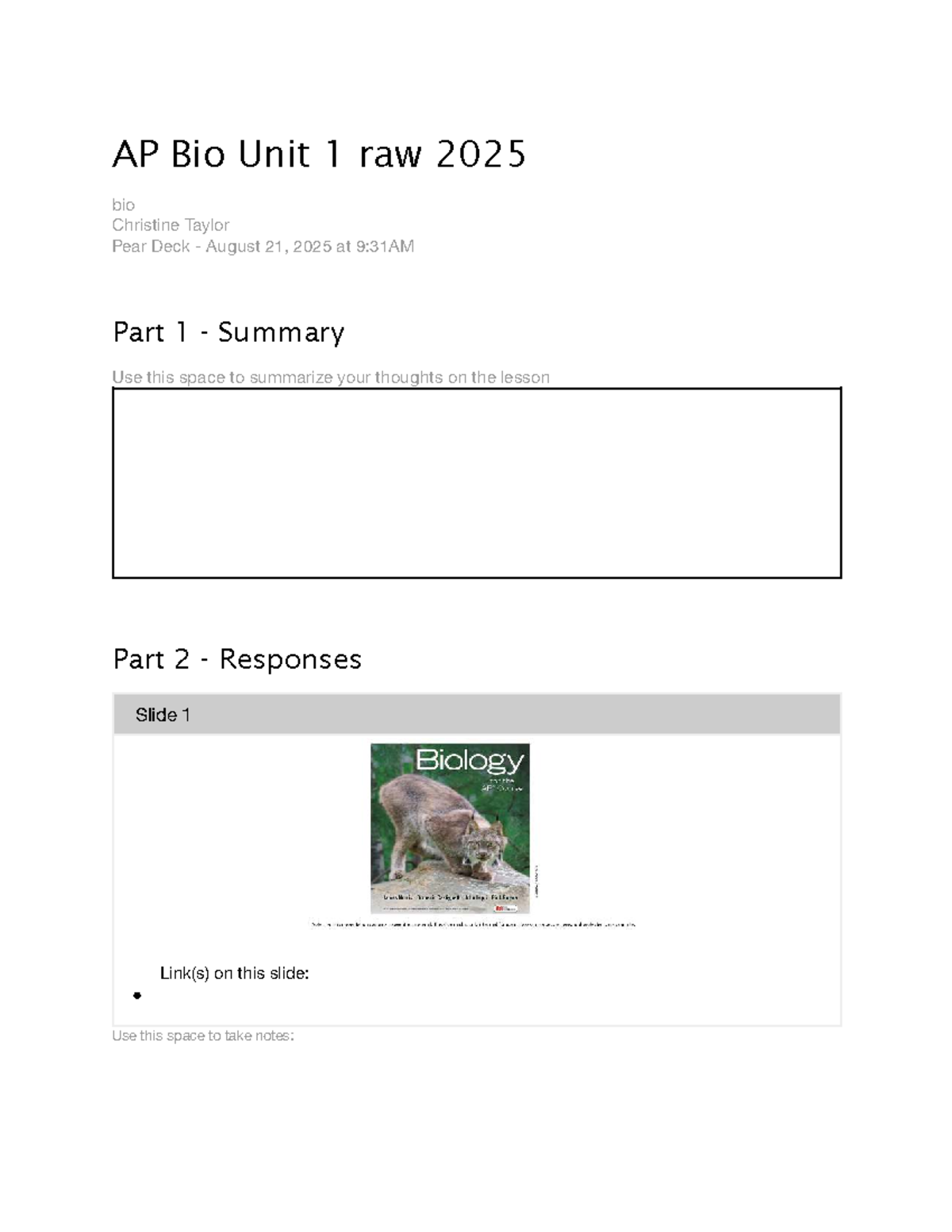 AP Bio Unit 1 Summary and Notes - 2025 Edition - Studocu