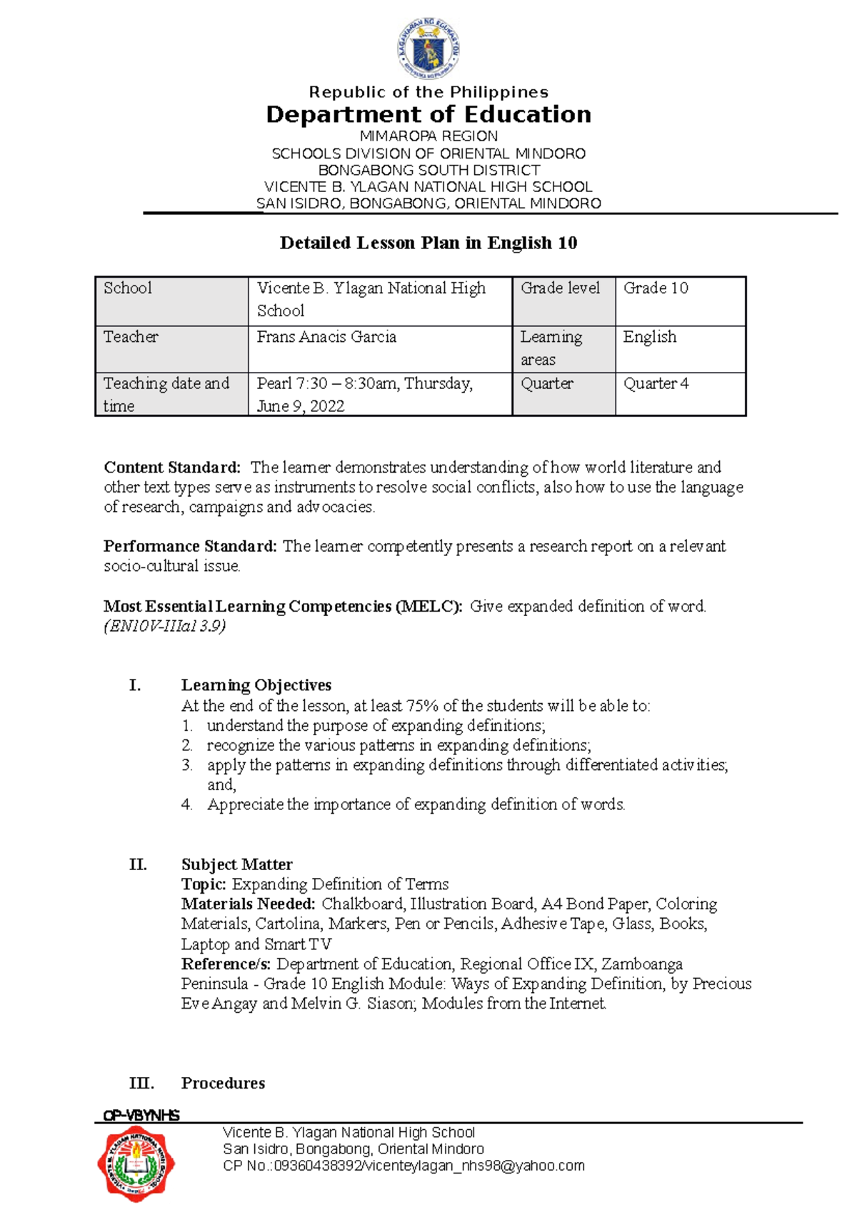 Final Demo LP Expanded Definition of Terms - Department of Education ...